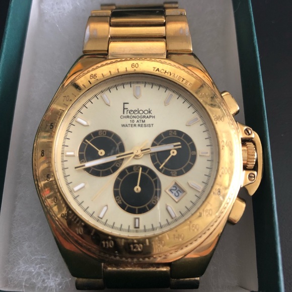 Freelook | Accessories | Freelook Gold Chronograph Watch | Poshmark
